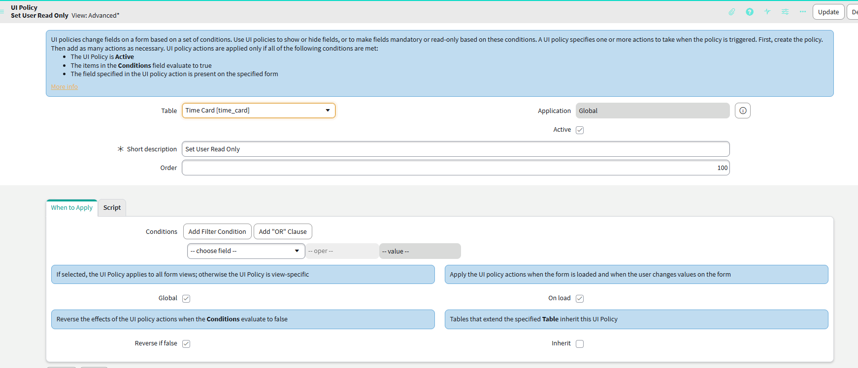 Solved: Read only on condition - ServiceNow Community